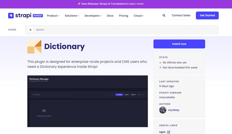 Strapi Dictionary Plugin by Addact | Enterprise Translation Management ...